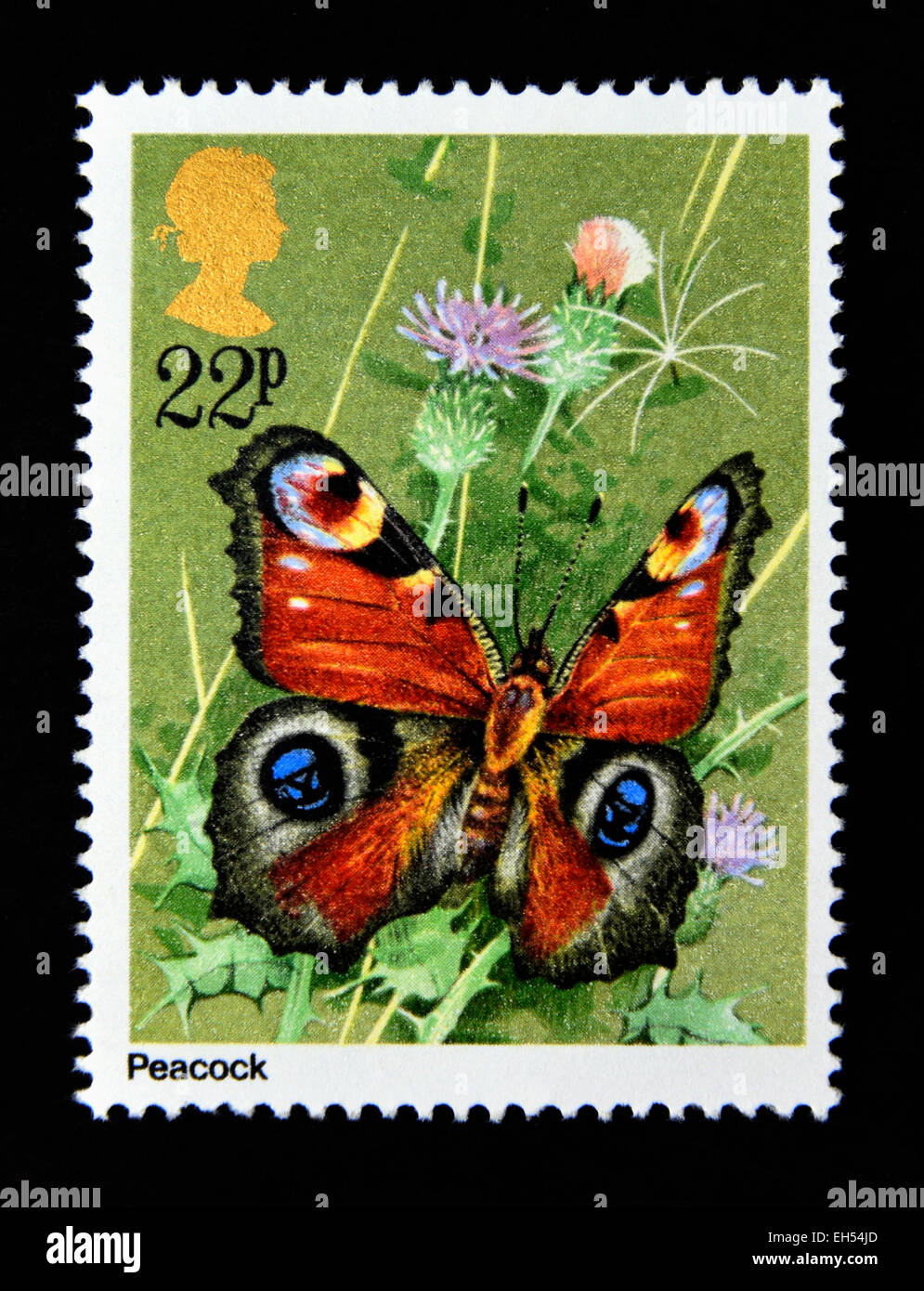 Postage stamp. Great Britain. Queen Elizabeth II. 1981. Butterflies ...