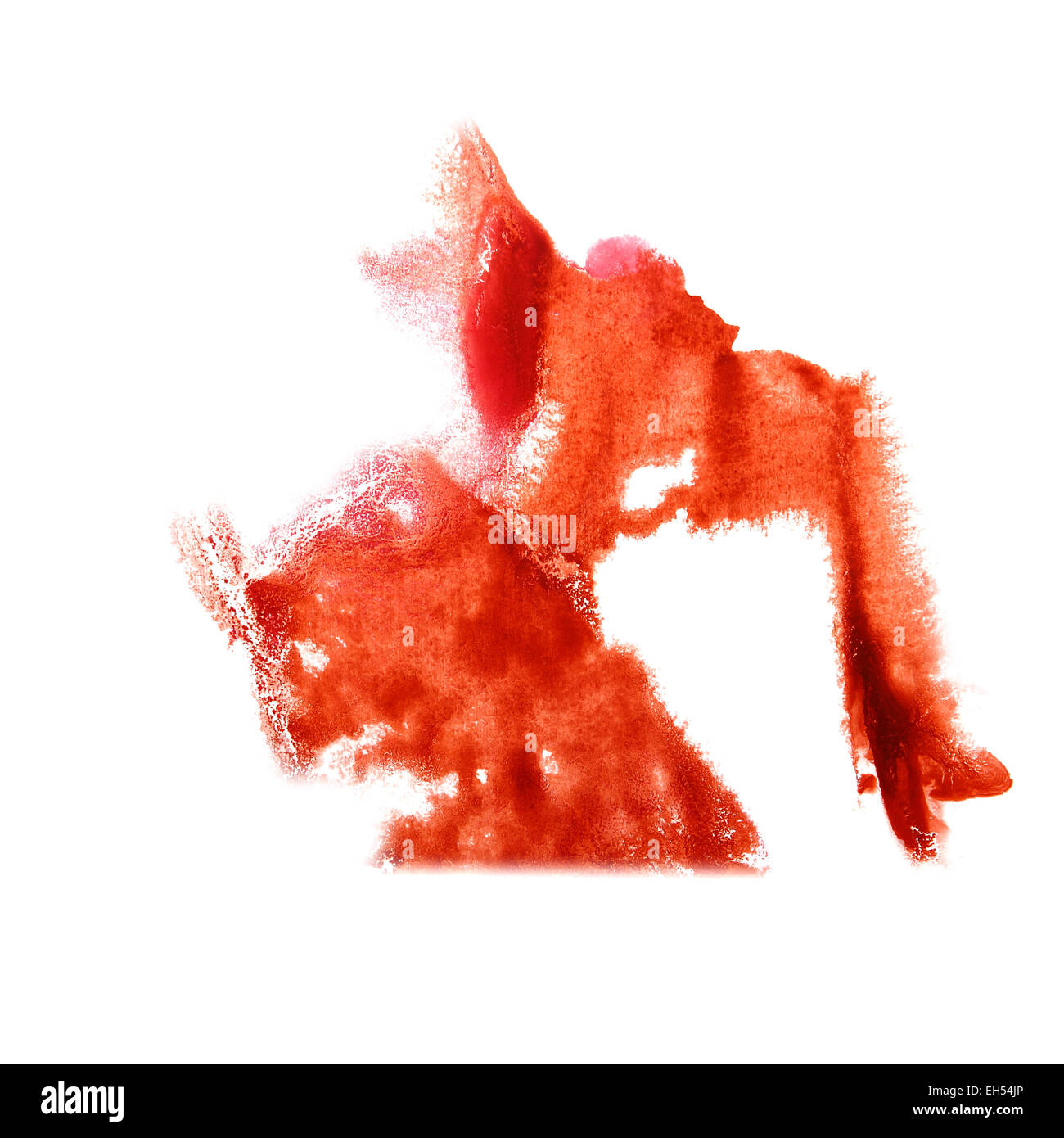 stain with red watercolour paint stroke watercolor isolated Stock Photo ...