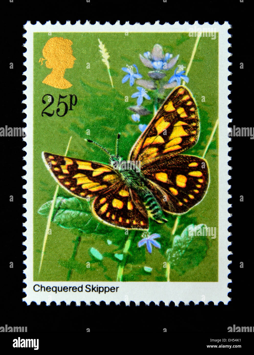 Postage stamp. Great Britain. Queen Elizabeth II. 1981. Butterflies ...
