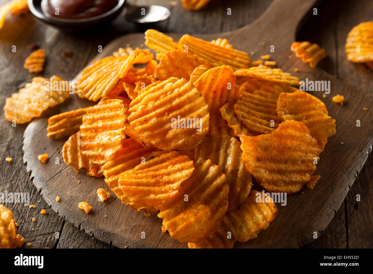 Hot Barbeque Potato Chips Ready to Eat Stock Photo - Alamy