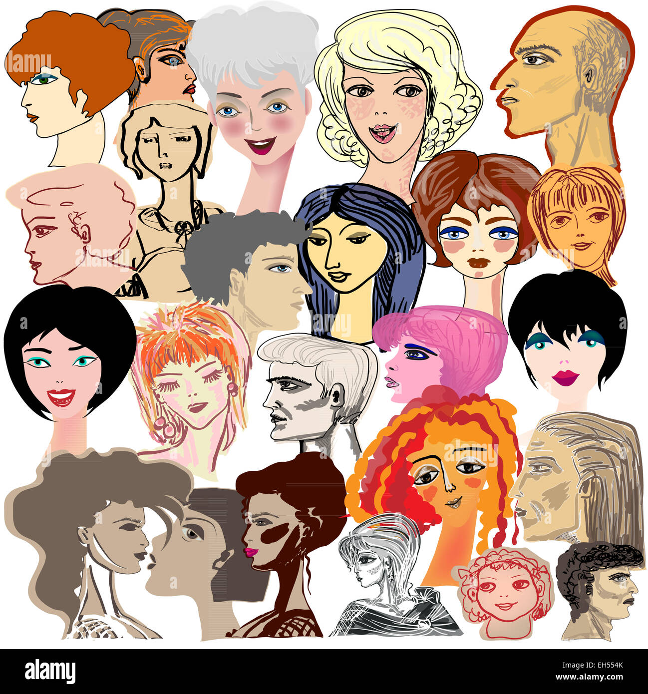 Set of human faces Stock Photo - Alamy