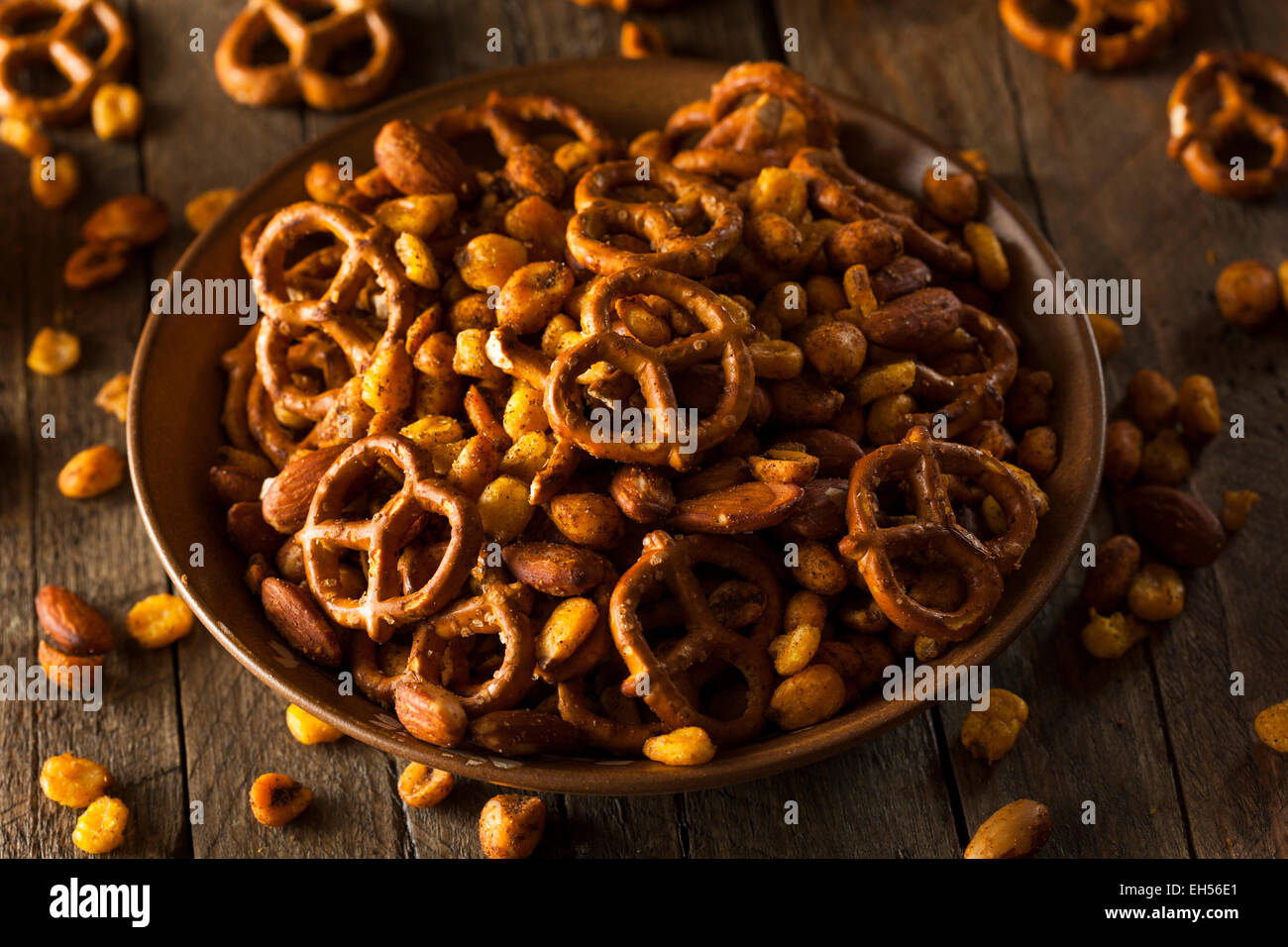Seasoned Pub Snack Mix with Nuts and Pretzels Stock Photo - Alamy