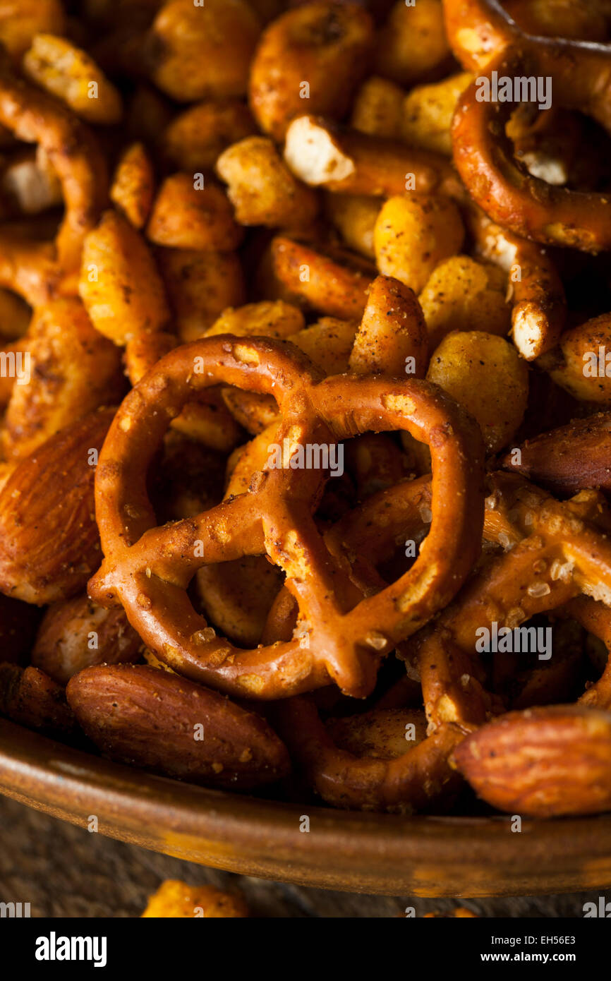 Seasoned Pub Snack Mix with Nuts and Pretzels Stock Photo - Alamy