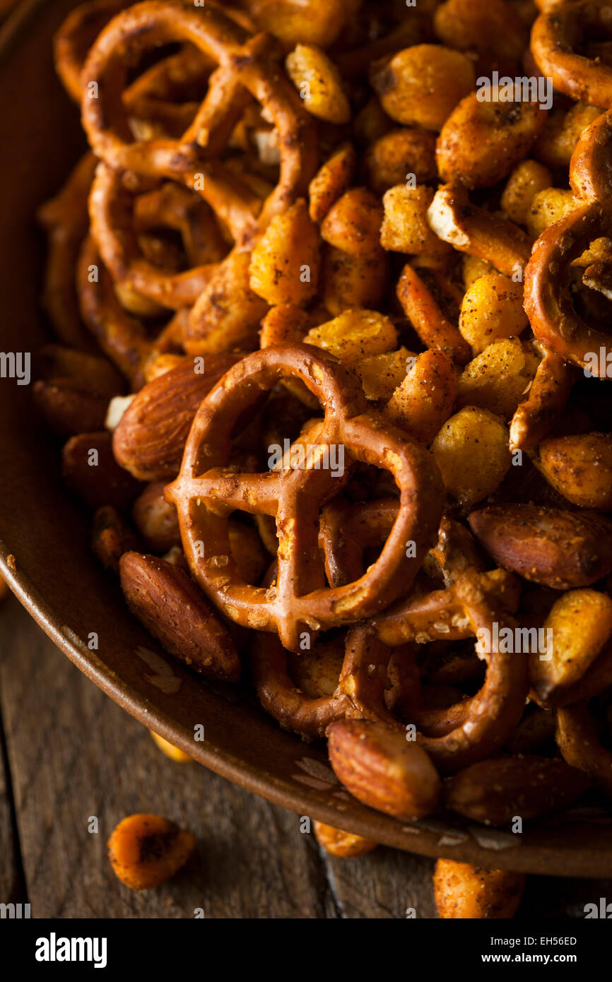 Seasoned Pub Snack Mix with Nuts and Pretzels Stock Photo - Alamy