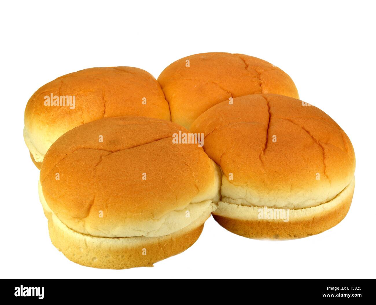 Four hamburger buns on a white background Stock Photo - Alamy