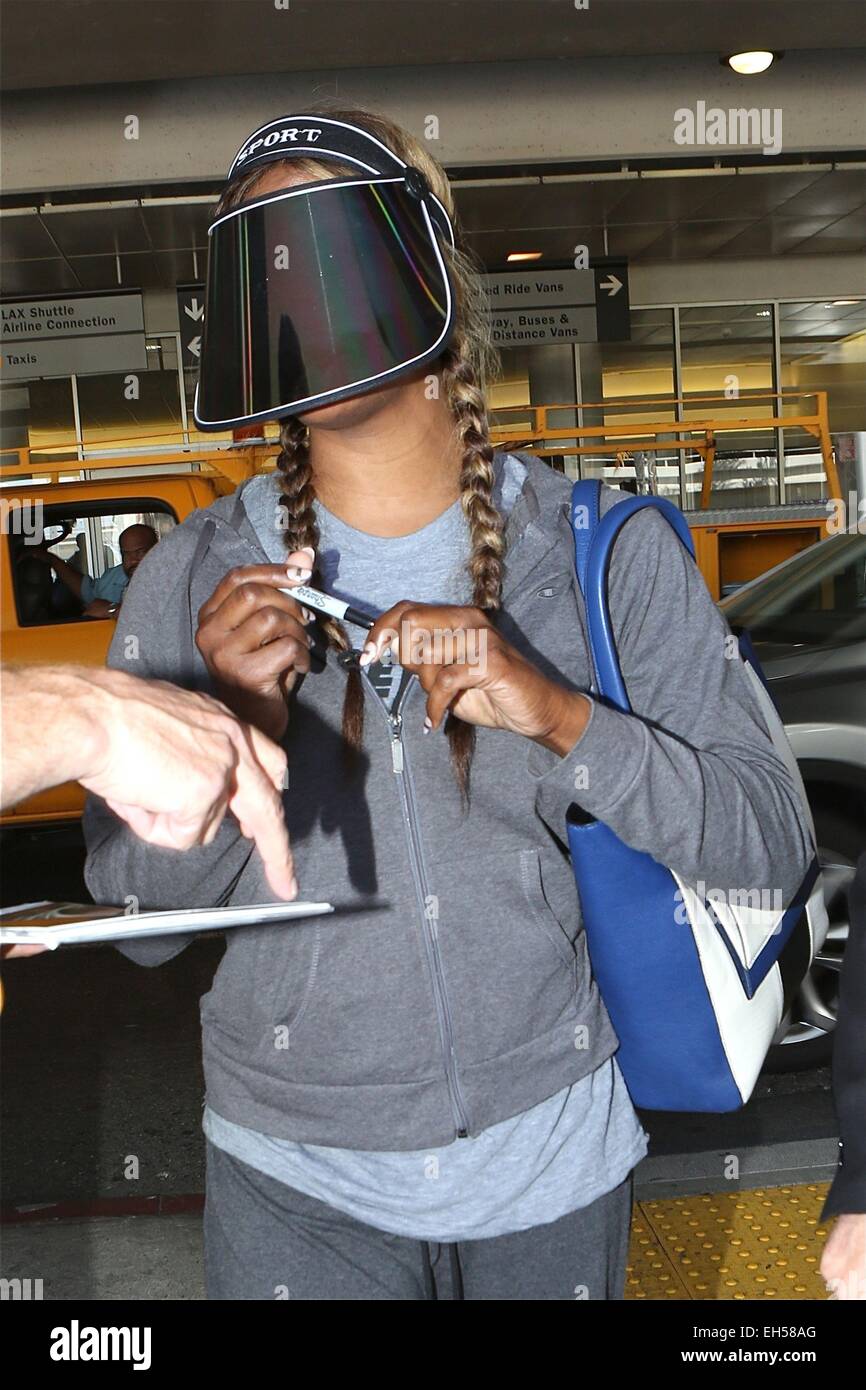 Laverne Cox wear a visor inspired by V. Stiviano Featuring: Laverne Cox ...