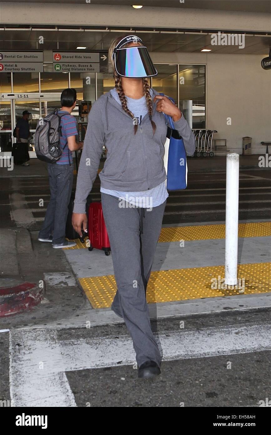 Laverne Cox wear a visor inspired by V. Stiviano Featuring: Laverne Cox ...