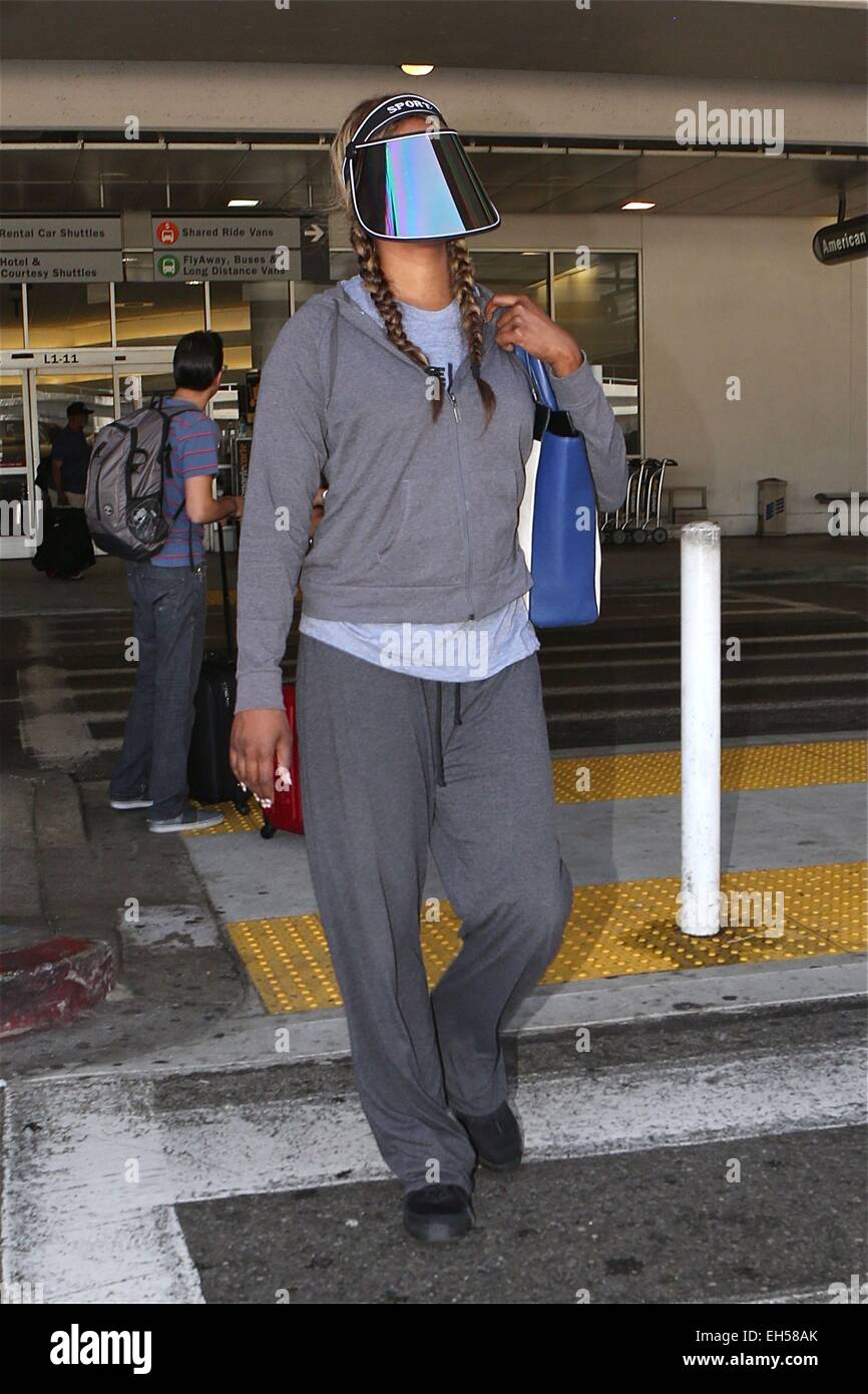 Laverne Cox wear a visor inspired by V. Stiviano Featuring: Laverne Cox ...