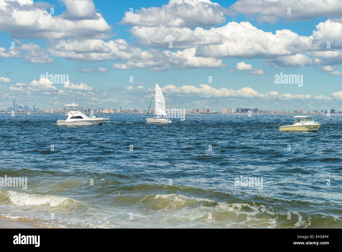 boats in New York bay Stock Photo - Alamy