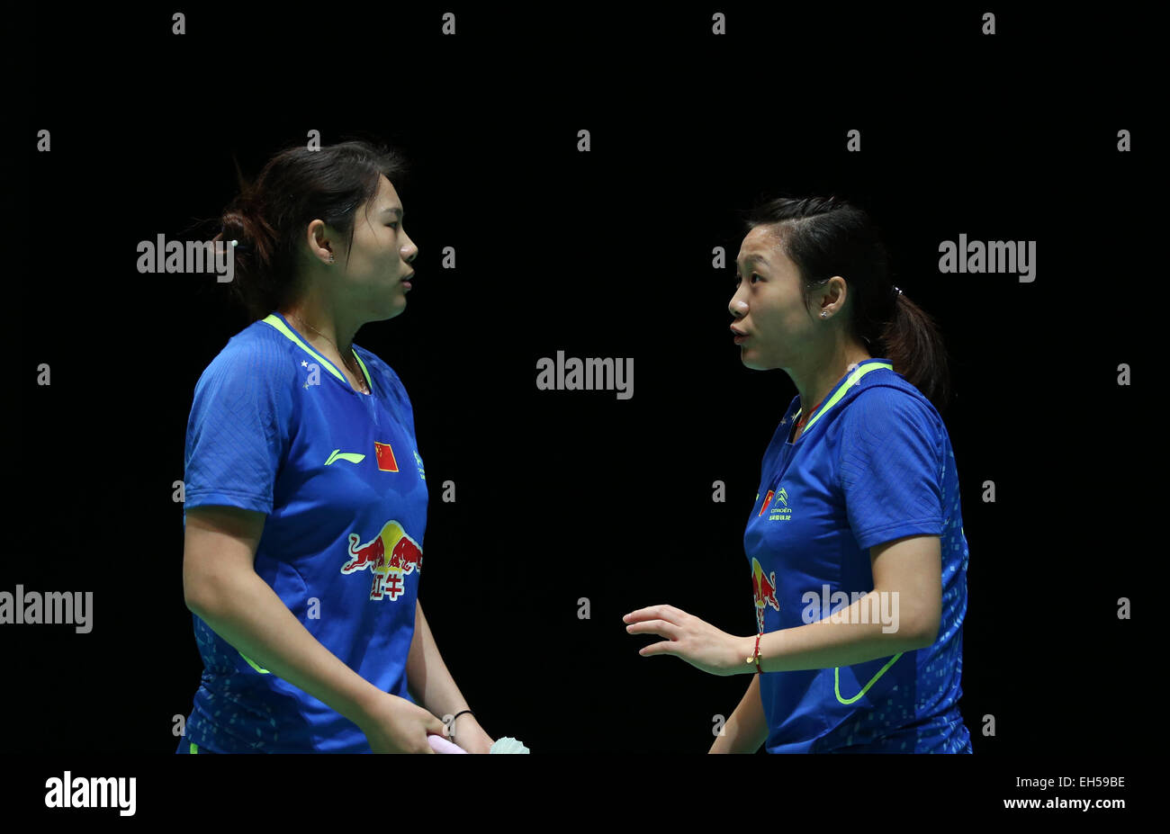 Birmingham, Britain. 6th Mar, 2015. Luo Ying (L) and Luo Yu of China ...