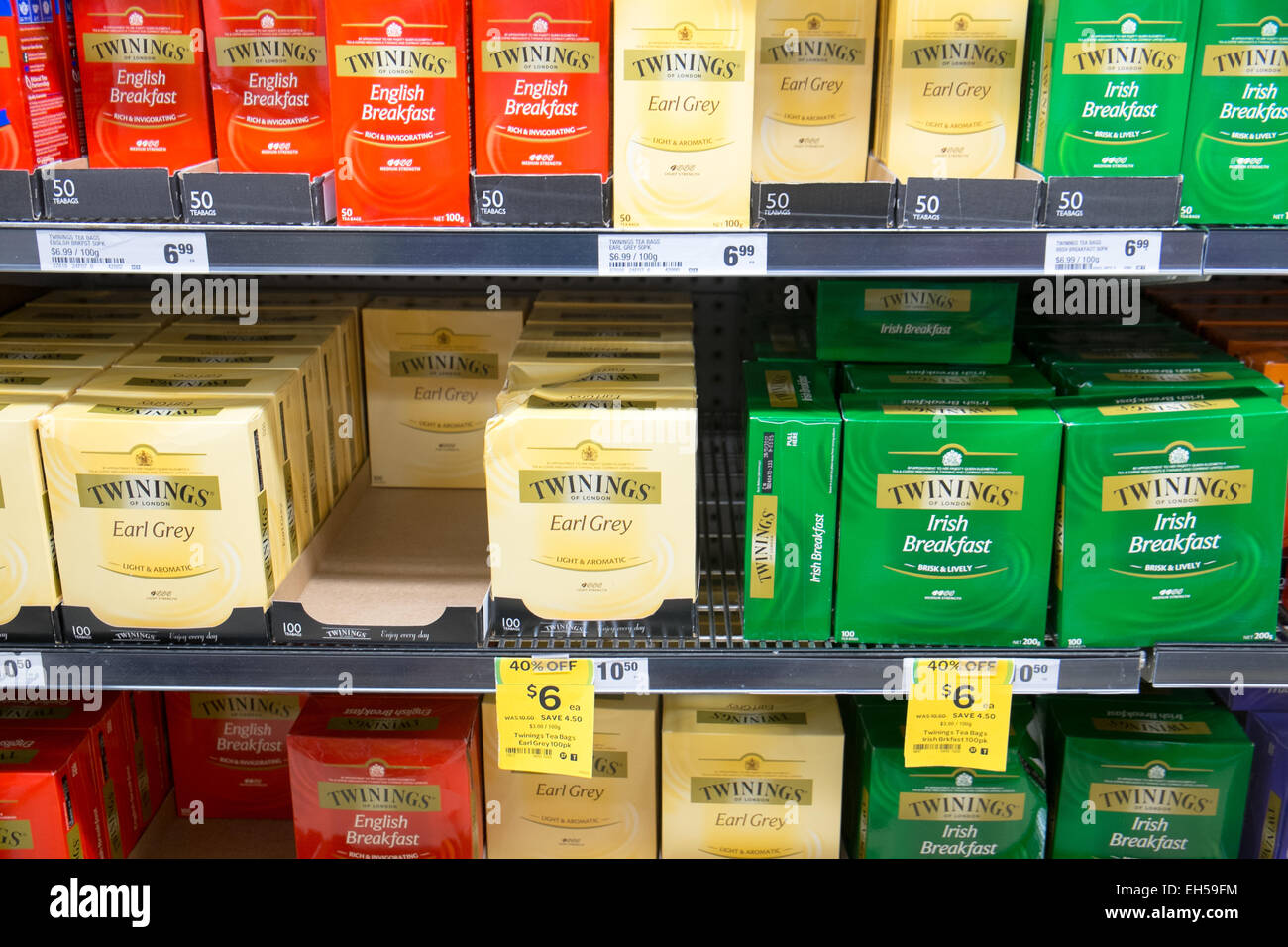 Twinings tea for sale interior of an australian woolworths supermarket ...