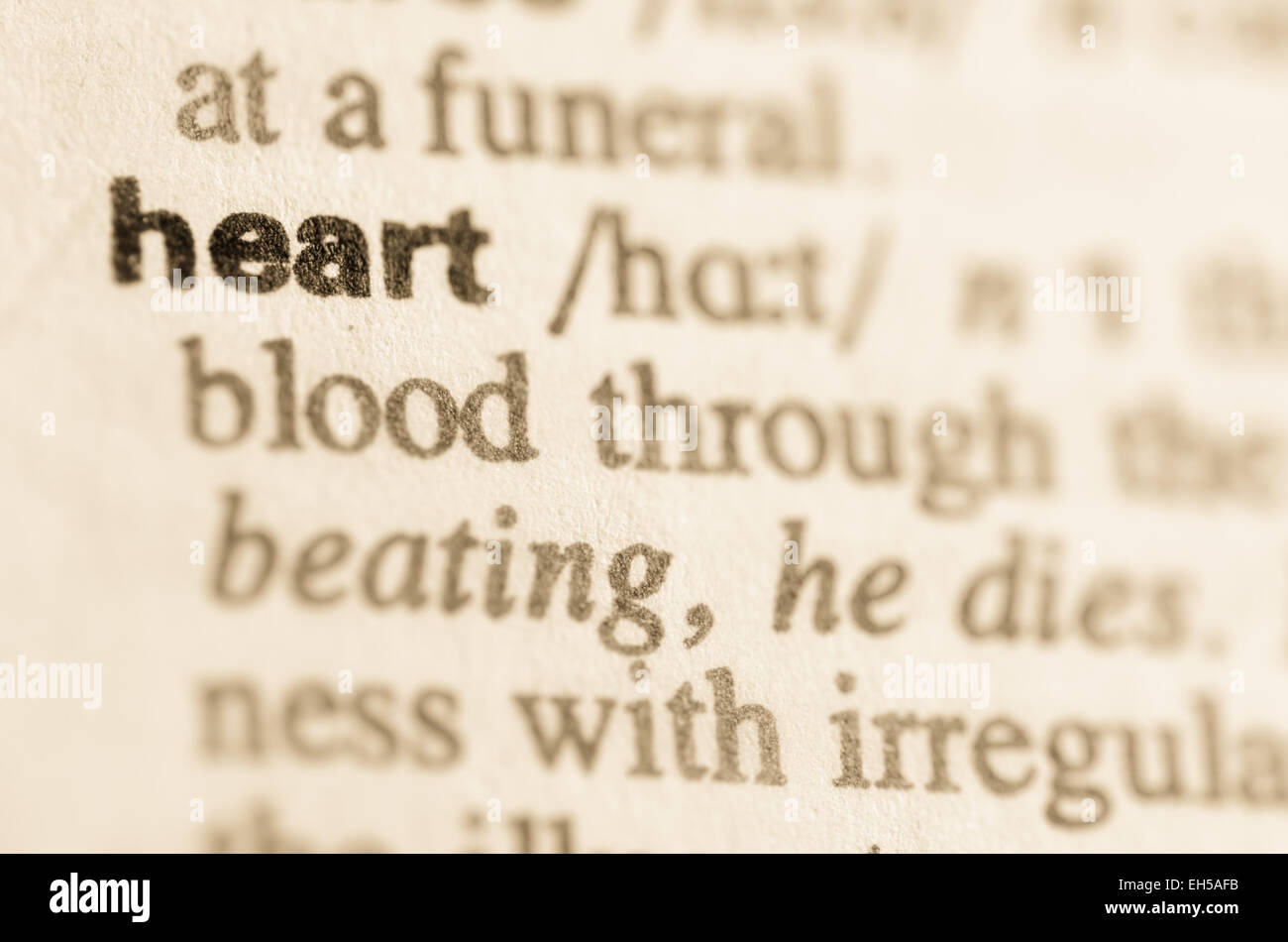 Definition of word heart in dictionary Stock Photo - Alamy