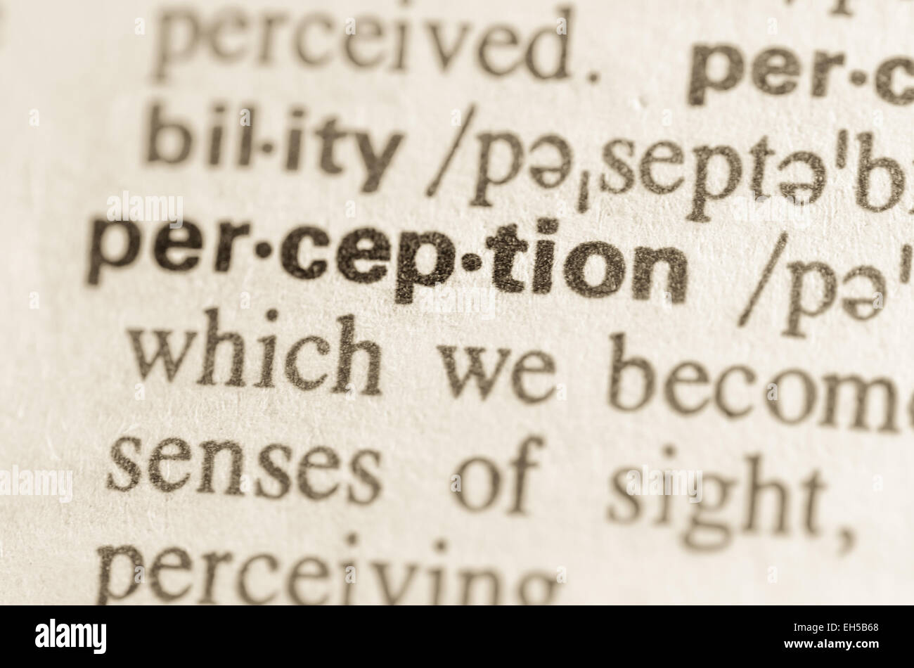 Definition of word perception in dictionary Stock Photo - Alamy