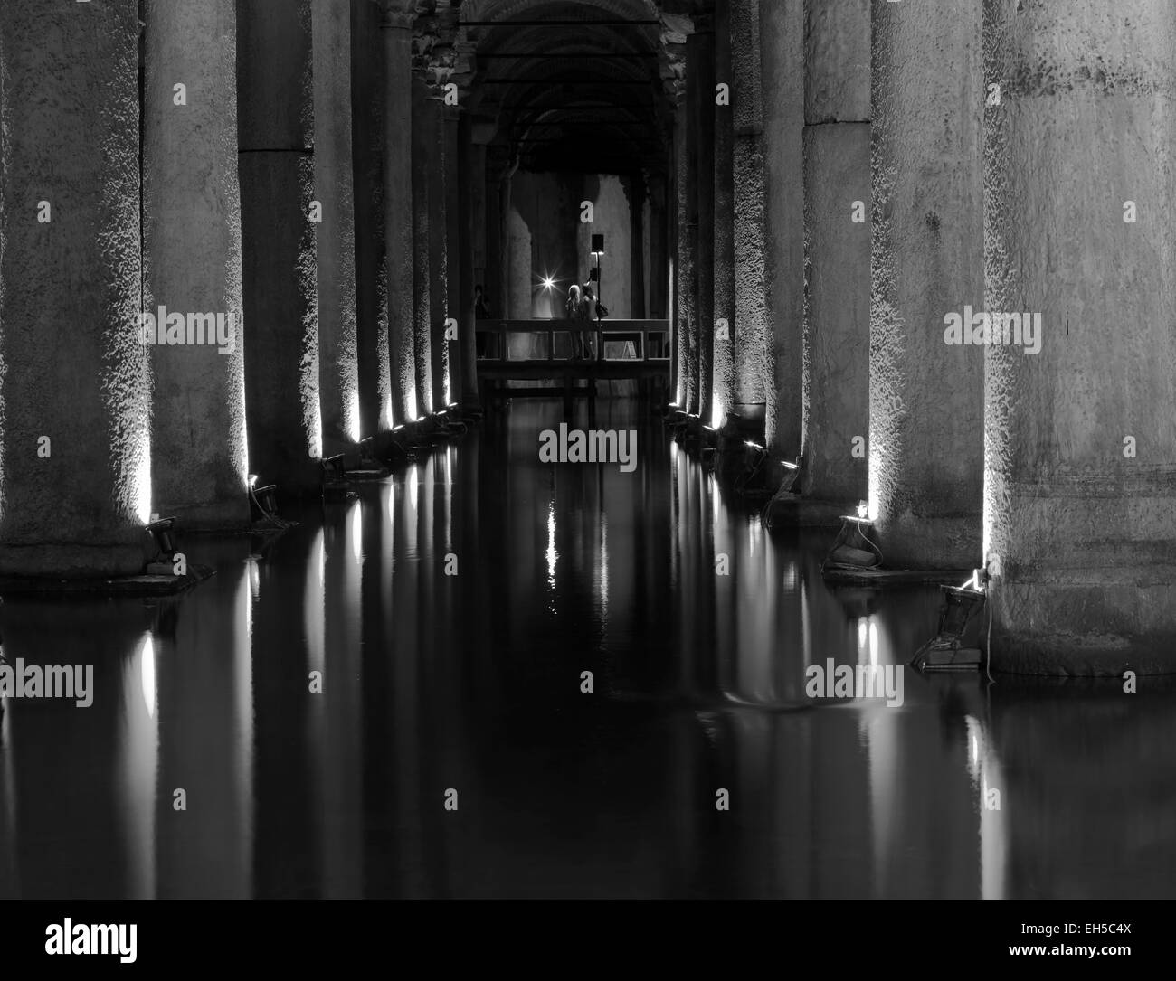 Istanbul, Turkey water Basilica Cistern underground BW Stock Photo - Alamy