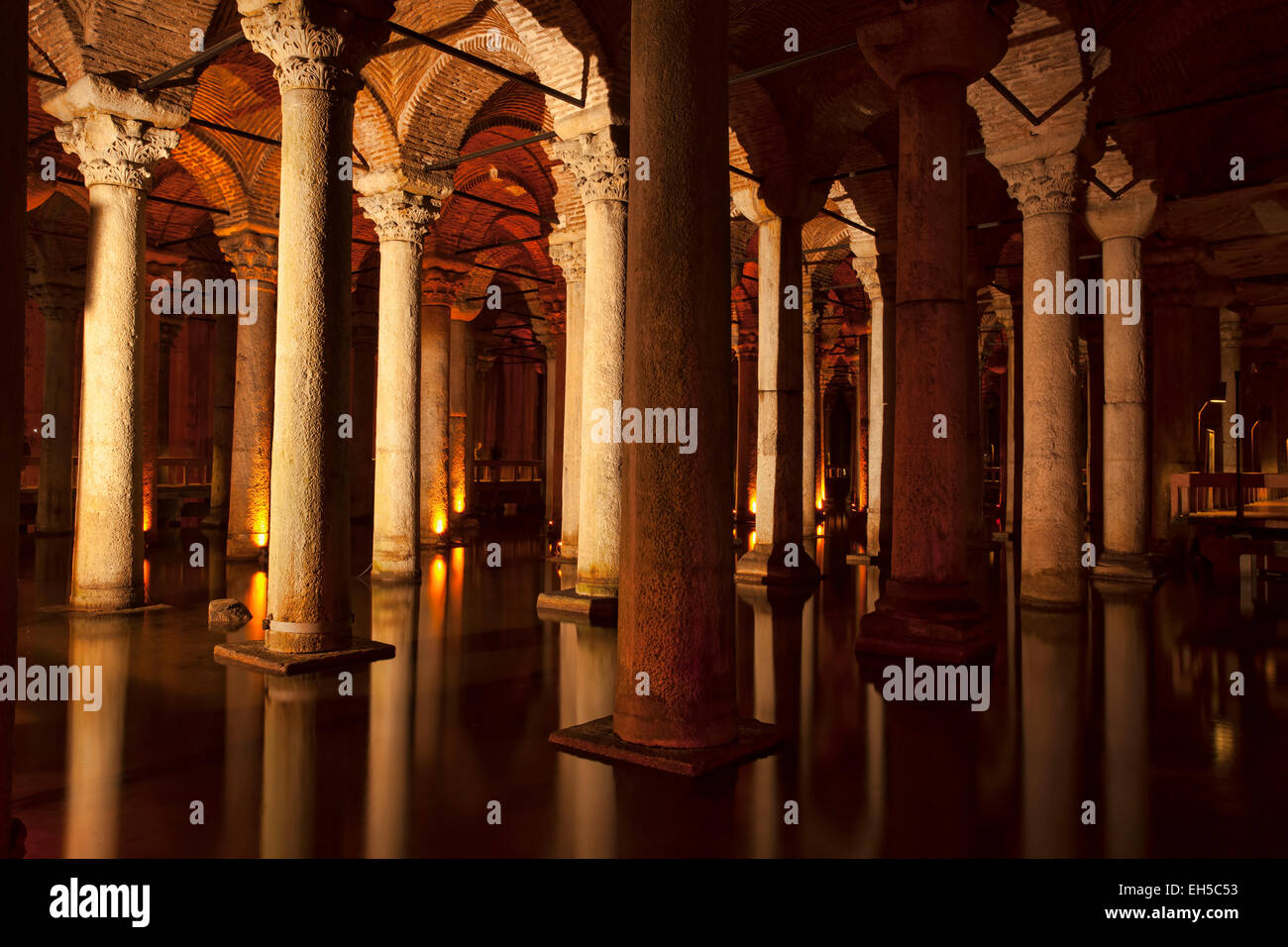Istanbul, Turkey water Basilica Cistern underground column ceiling ...