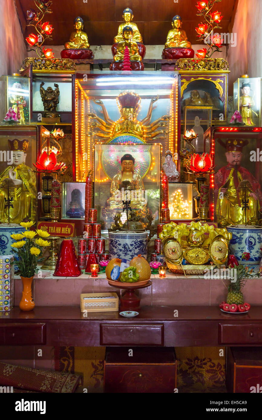 Interior altar of the Den Hang Pho Temple in Sapa, Vietnam, Asia Stock ...