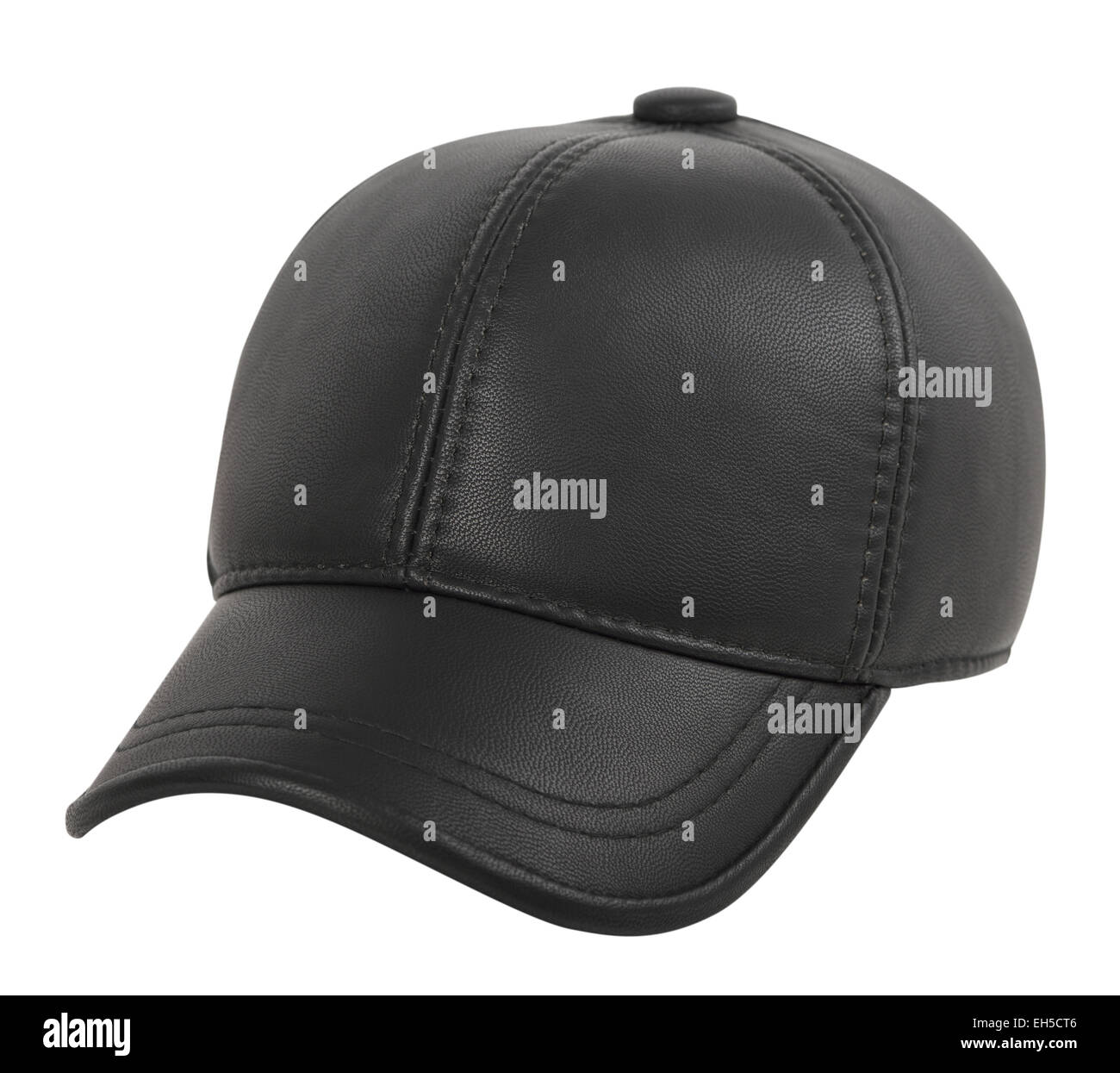 Black leather cap on a white background Stock Photo - Alamy