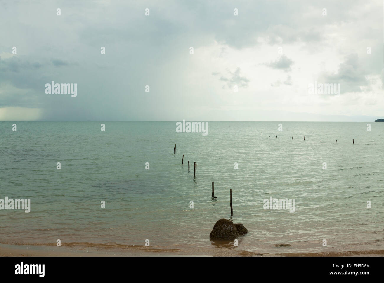 Tropical rainstorm approaching over the sea - Rabbit island (Tonsay ...