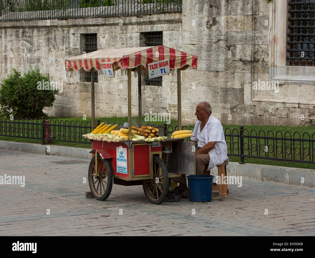 Istanbul, Turkey street food corn vendor cart Stock Photo - Alamy