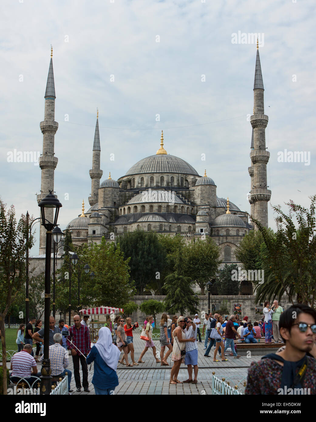 Istanbul, Turkey Sultan Ahmed Blue Mosque tourists panorama tourists ...