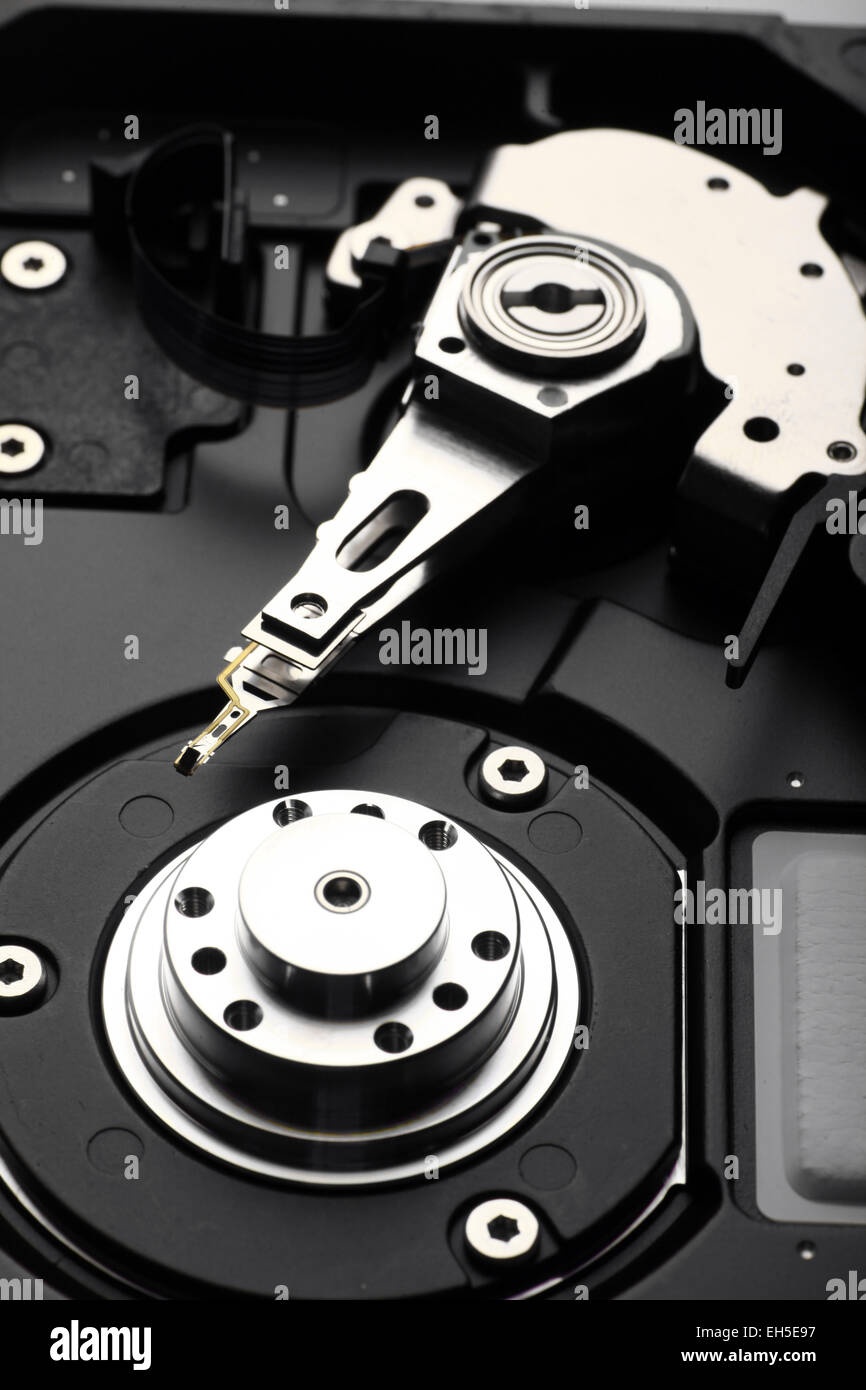 Color picture with details from inside a computer hard drive Stock ...
