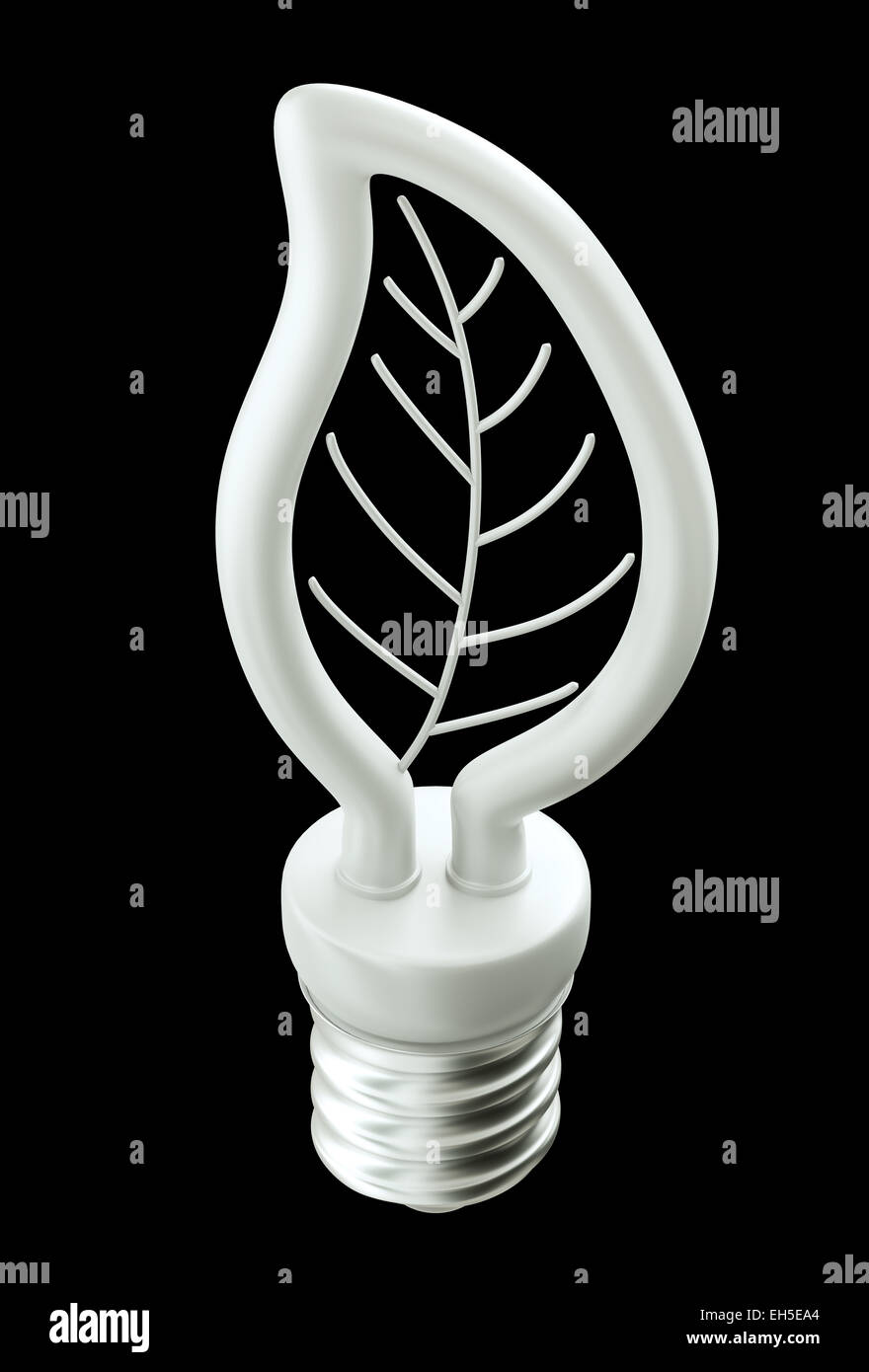 Live energy: leaf light bulb isolated on black Stock Photo - Alamy