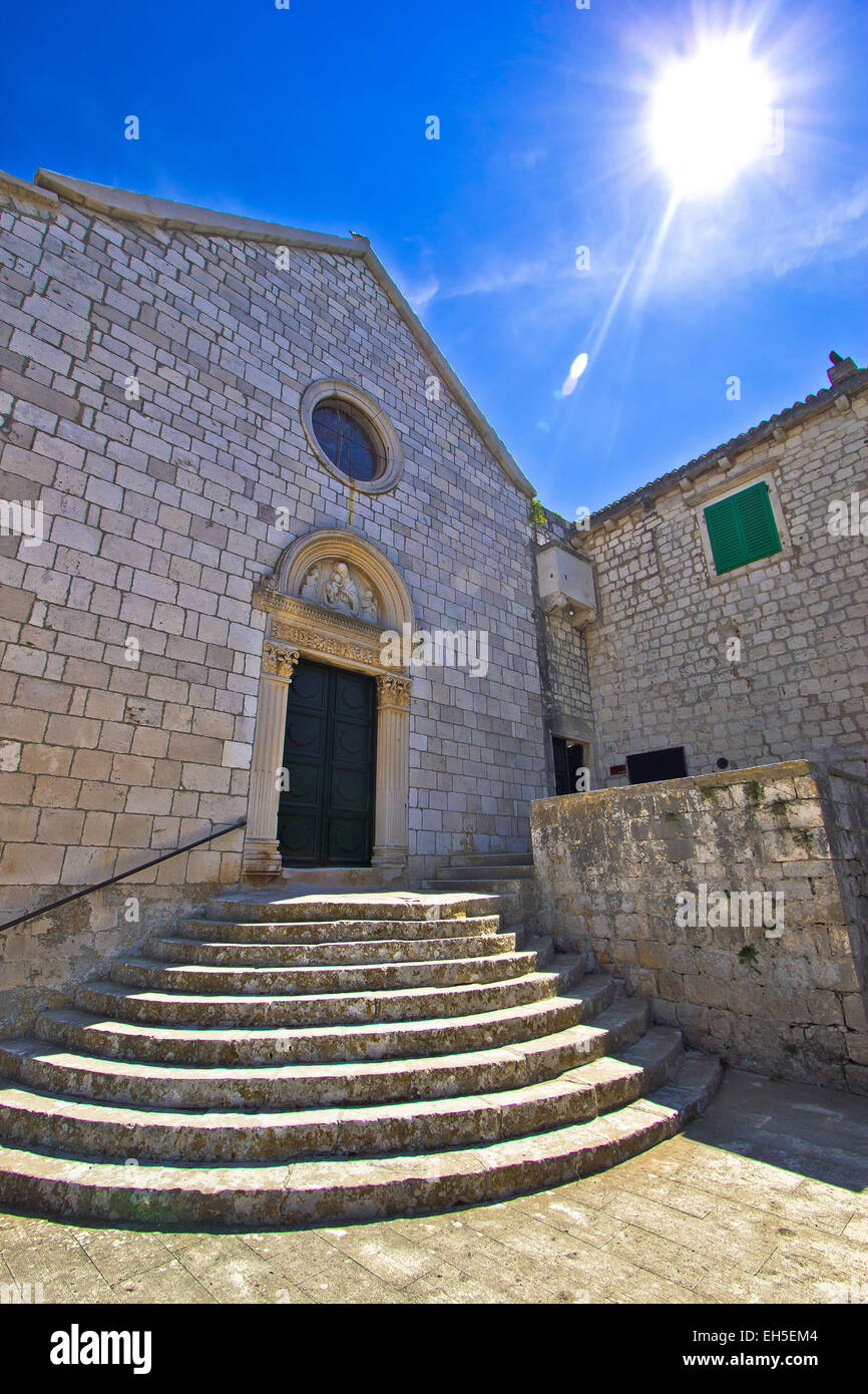 Town of Hvar old Franciscan monastery vertical view, Dalmatia, Croatia ...