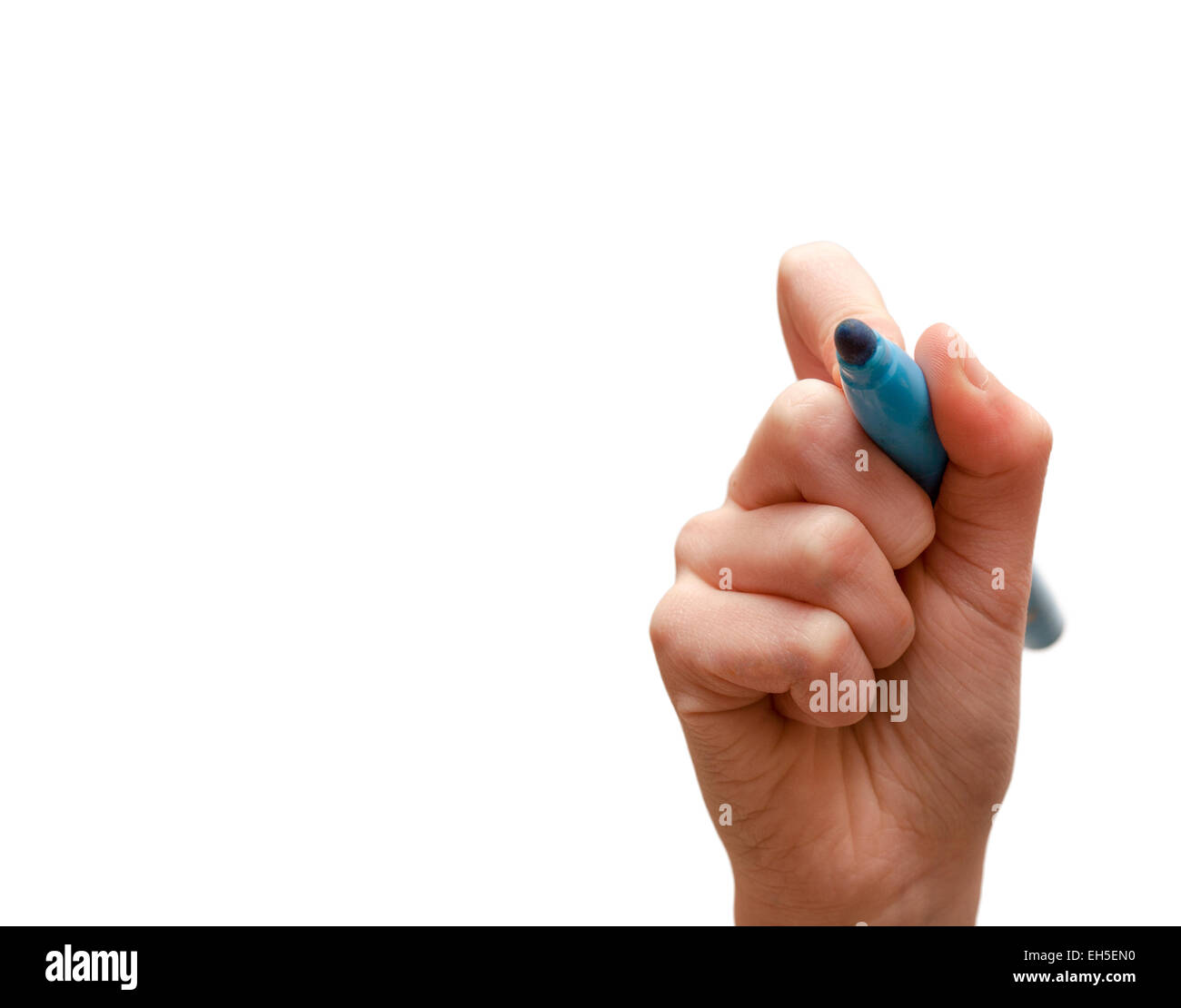 Hands with pen writing on screen isolated Stock Photo - Alamy