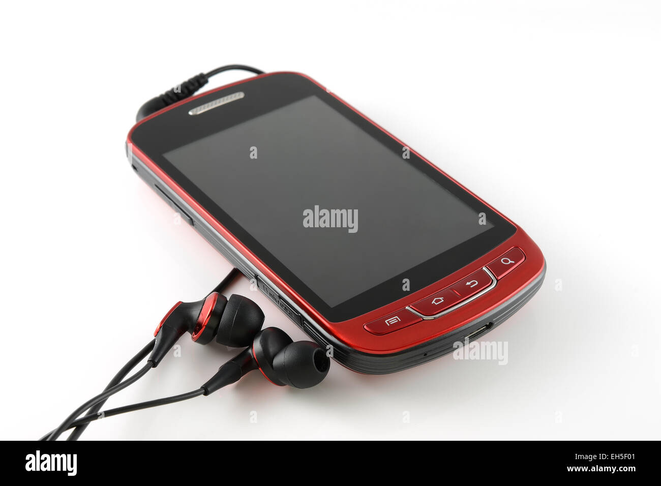 Mobile phone with connected headphones Stock Photo - Alamy