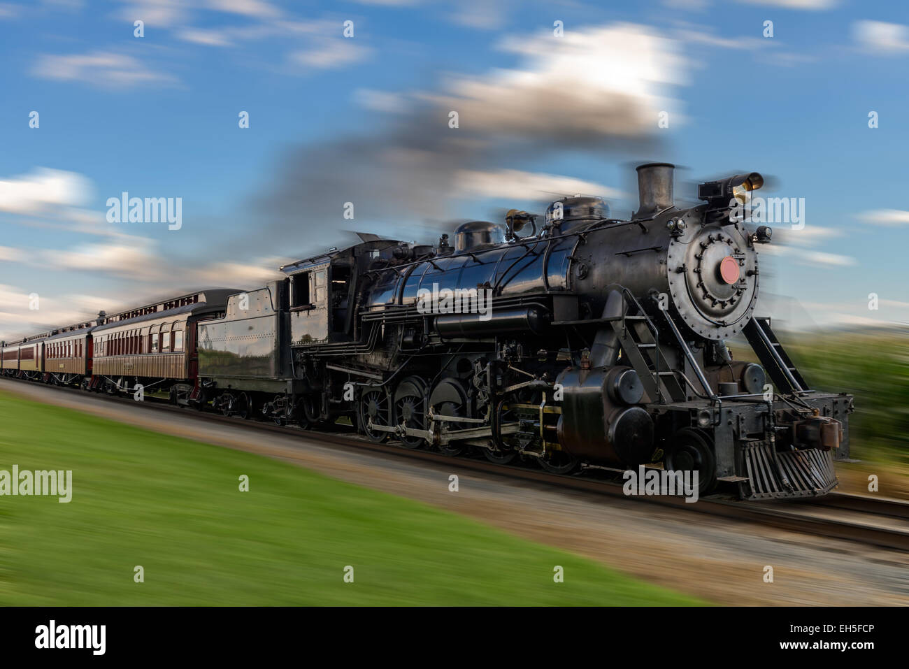 historic steam train passes through the fields Stock Photo - Alamy