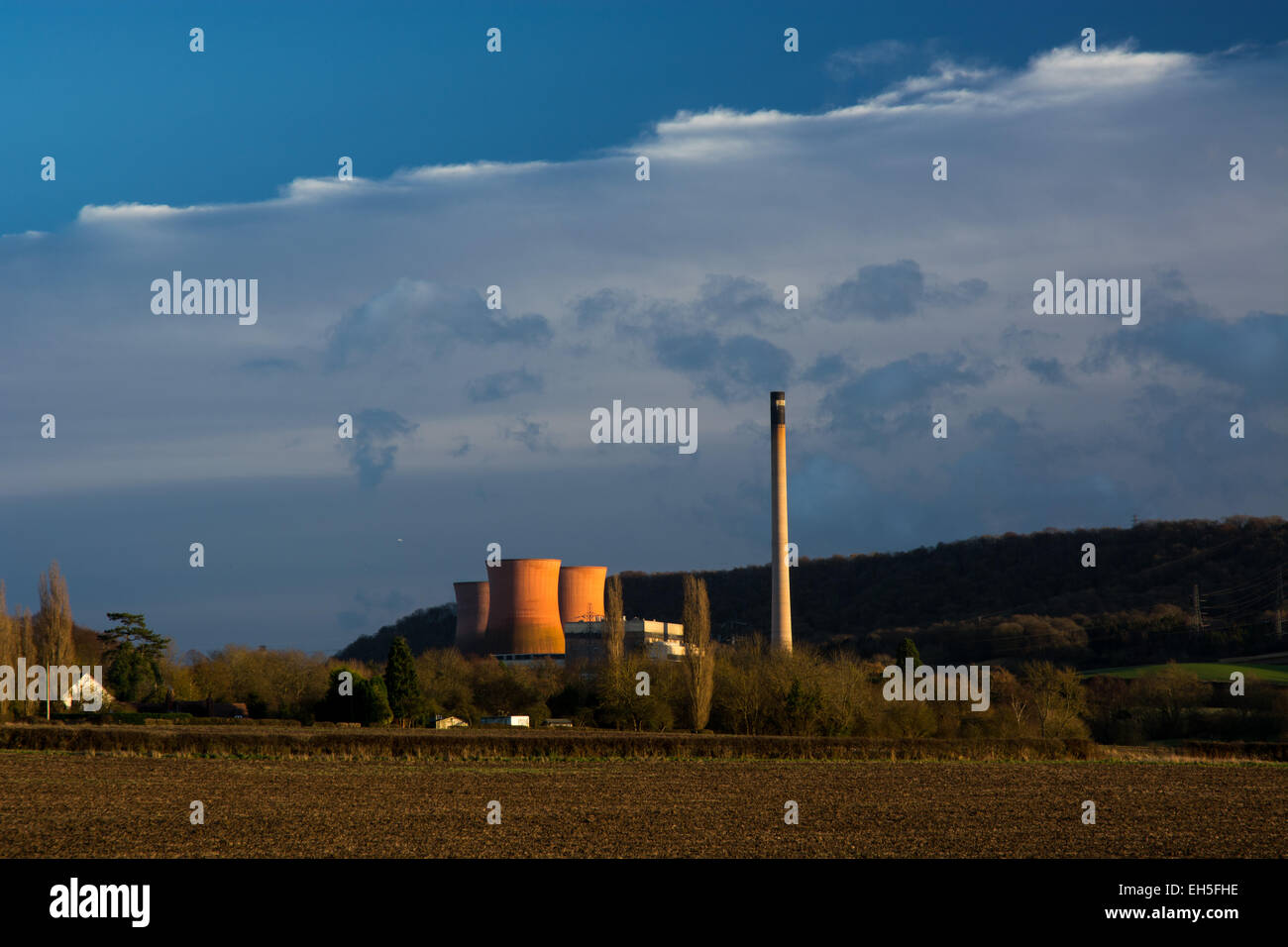 Ironbridge Power Station in Shropshire, UK, viewed across fields Stock ...