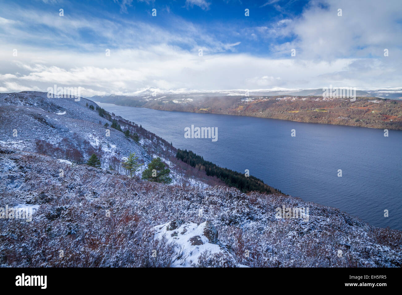 Views over Loch Ness from Fair-haired Lad's Pass in winter Stock Photo ...