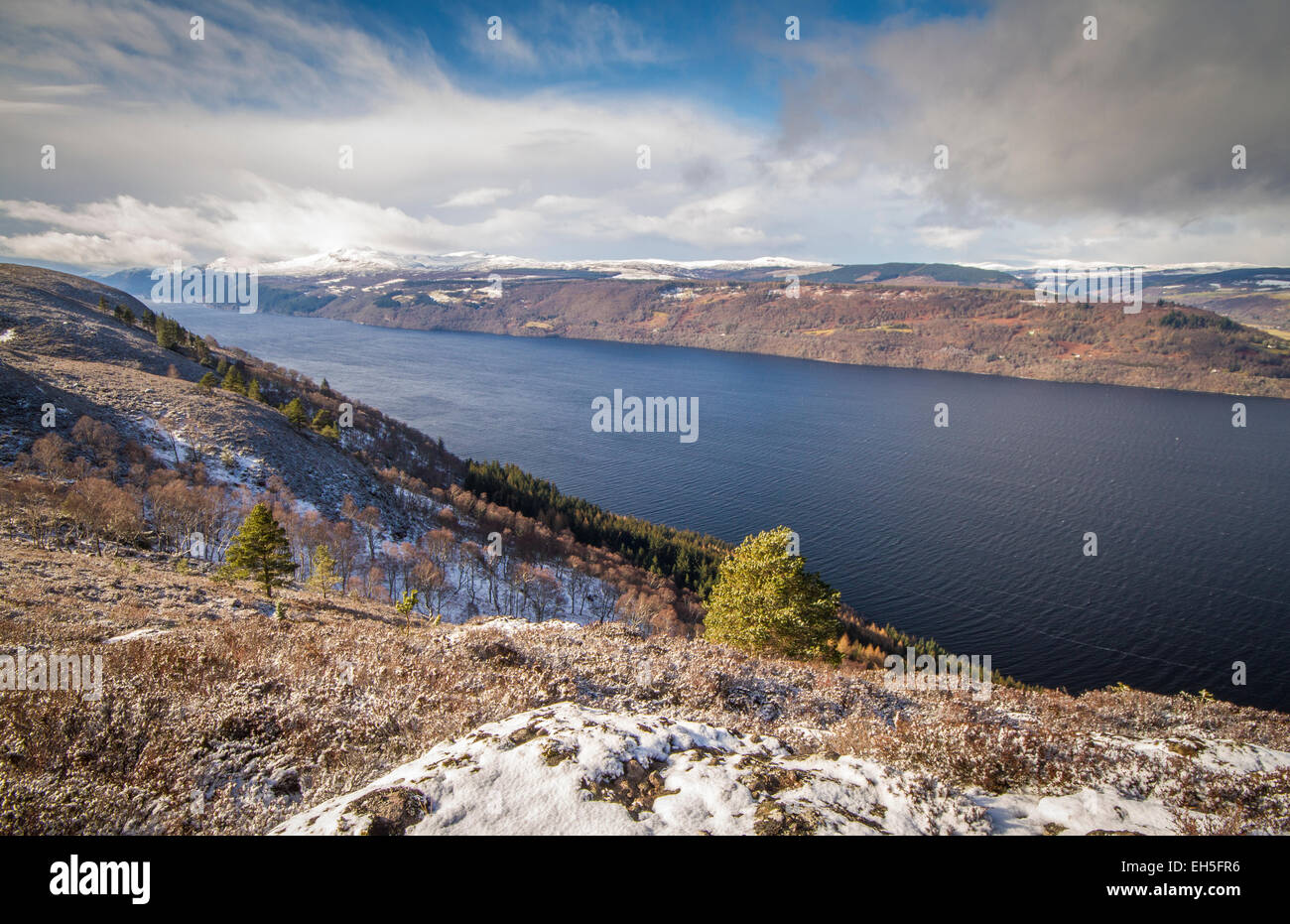 Views over Loch Ness from Fair-haired Lad's Pass in winter Stock Photo ...