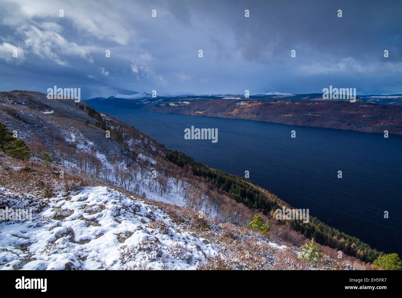 Views over Loch Ness from Fair-haired Lad's Pass in winter Stock Photo ...