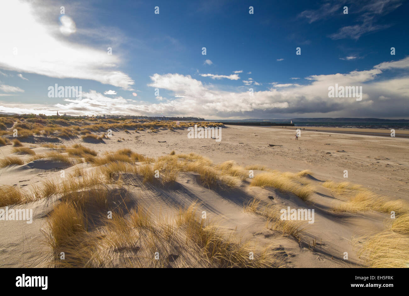 Wide angle view of Nairn beach Stock Photo - Alamy