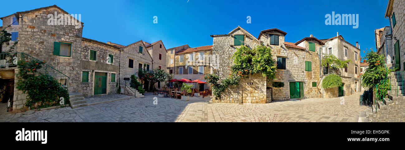Old Hvar island stone town of Stari Grad, panoramic view, Croatia Stock ...