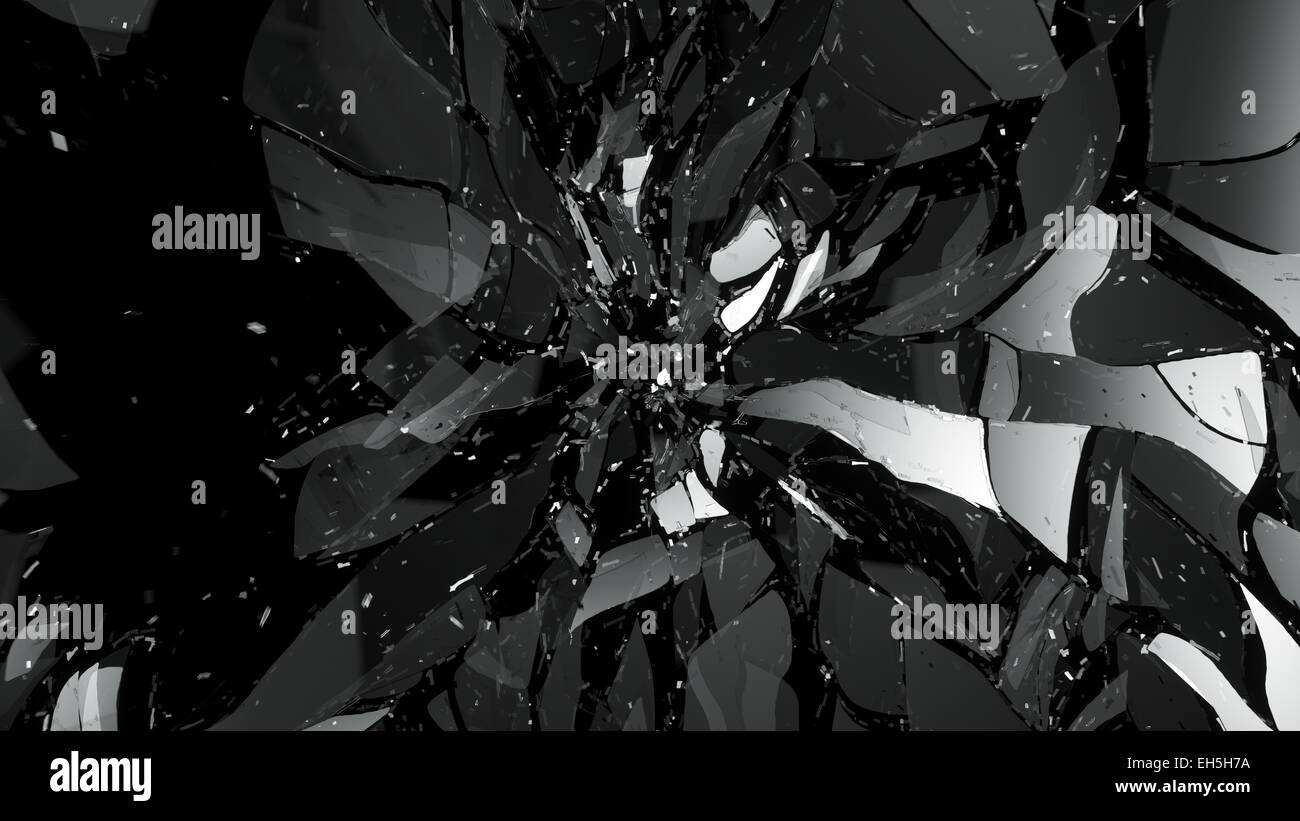 Breaking and Destructed glass on black. Large resolution Stock Photo ...