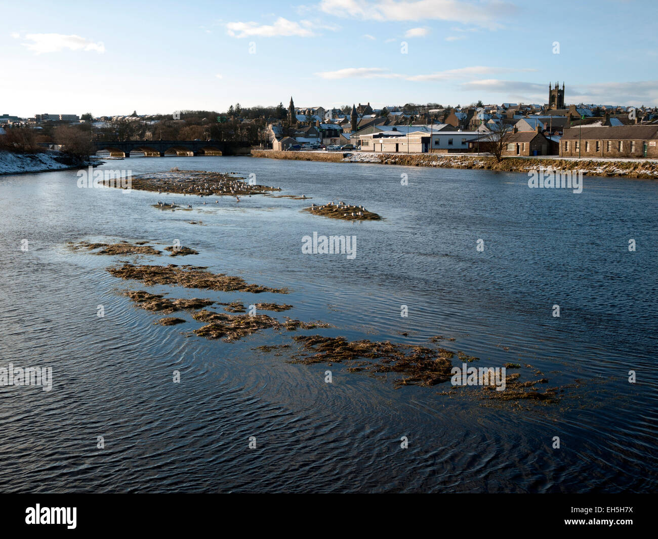Thurso town from over the river Thurso, Caithness, Scotland, UK Stock ...