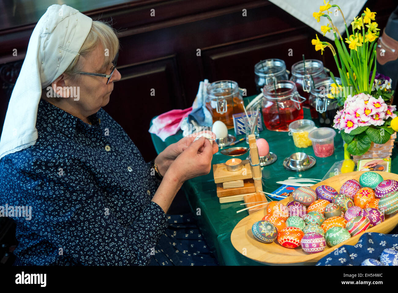 Barbara Fix is dressed in traditional Sorbian attire as she decorates ...