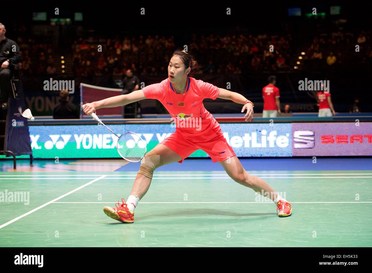 Birmingham, UK. 07th Mar, 2015. Sun Yu of China in the semi final Yonex ...