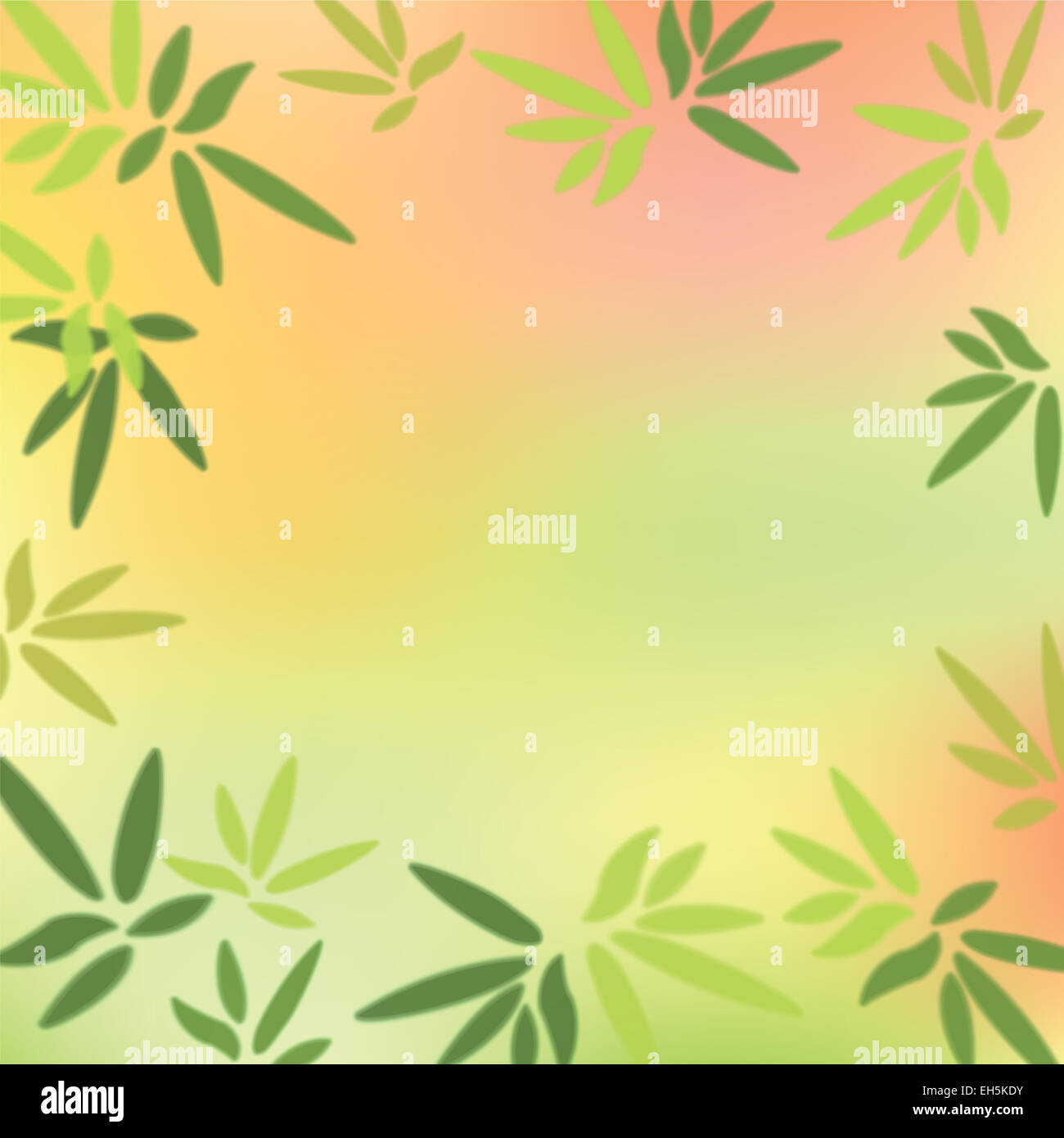 Green leaves on colorful background. Vector illustration Stock Photo ...