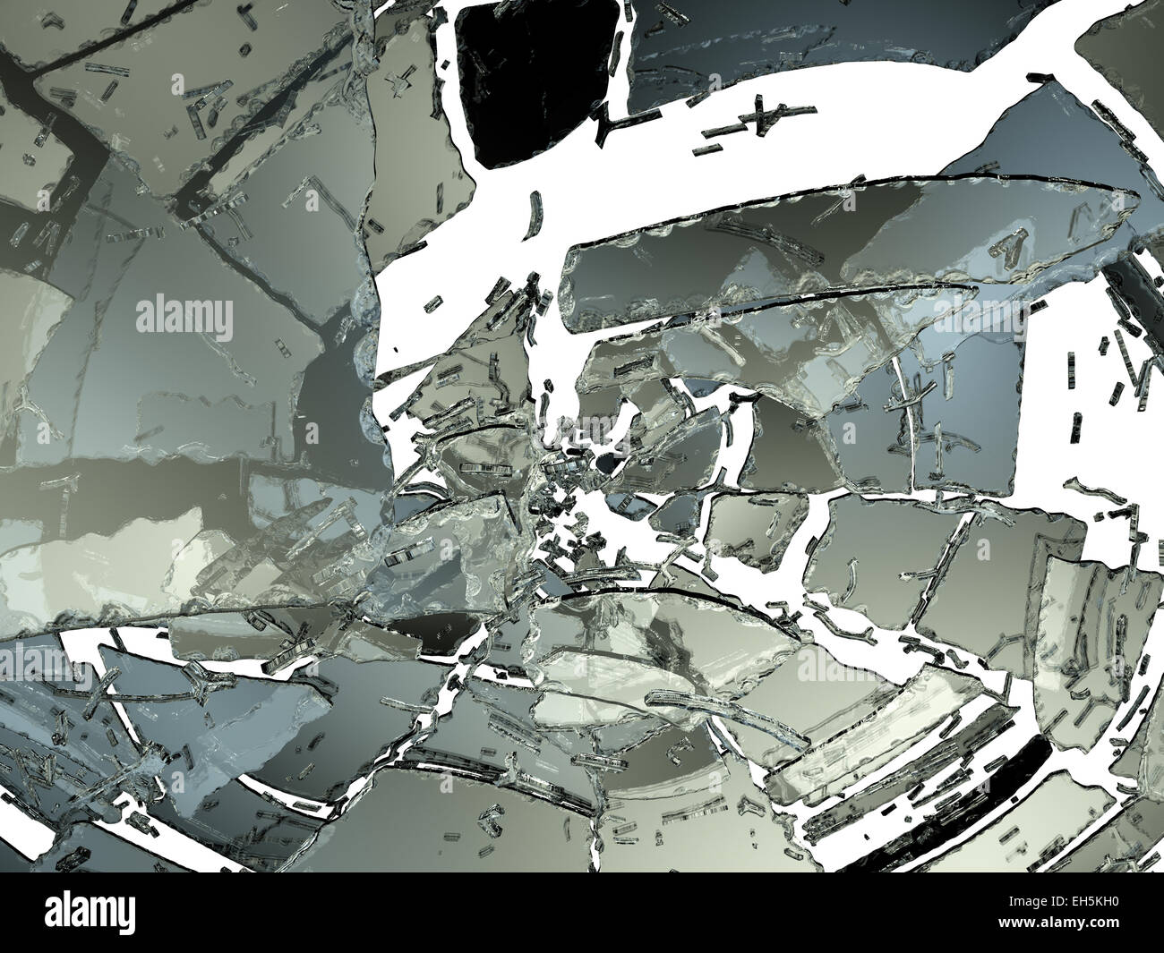 Pieces of Destructed or Shattered glass on white. Large resolution ...