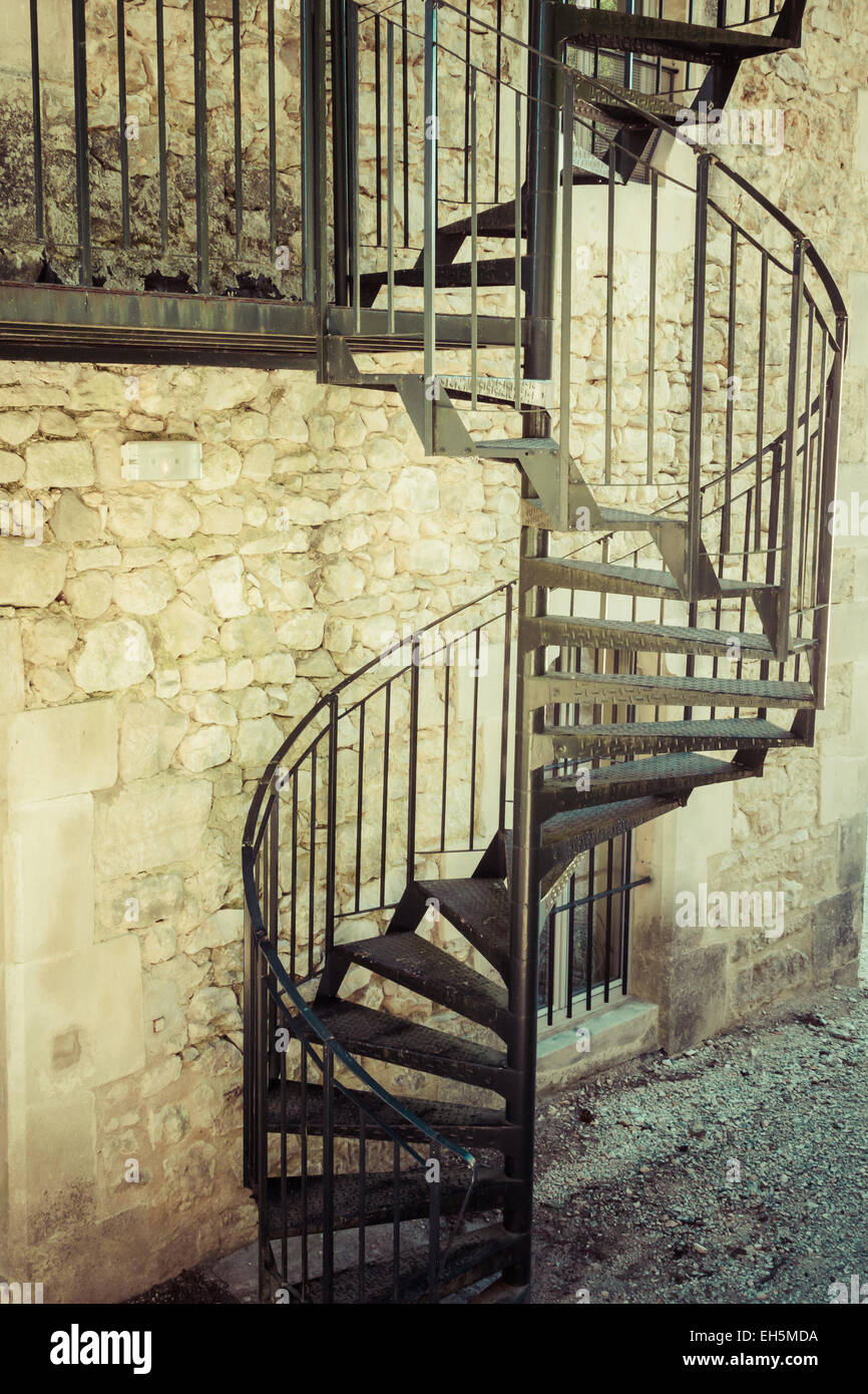 Very old outdoor spiral staircase Stock Photo - Alamy