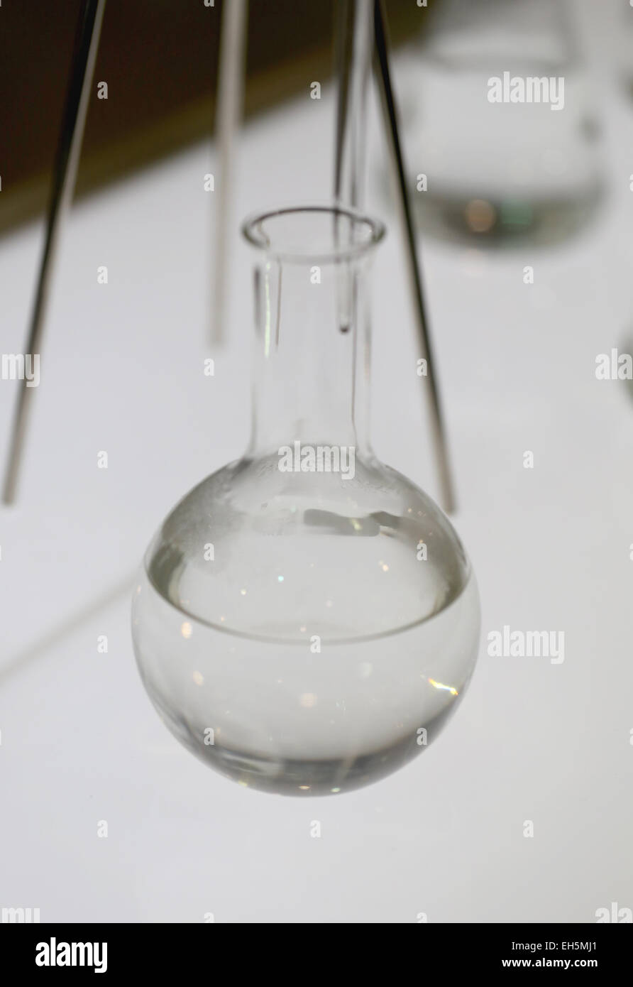 Focus on Glass bottles used in chemistry experiments Stock Photo - Alamy