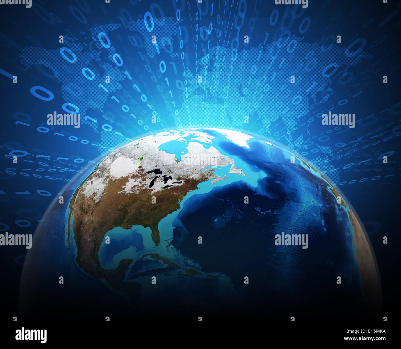 Blue half earth globe with continents, transparent. World map on dark ...