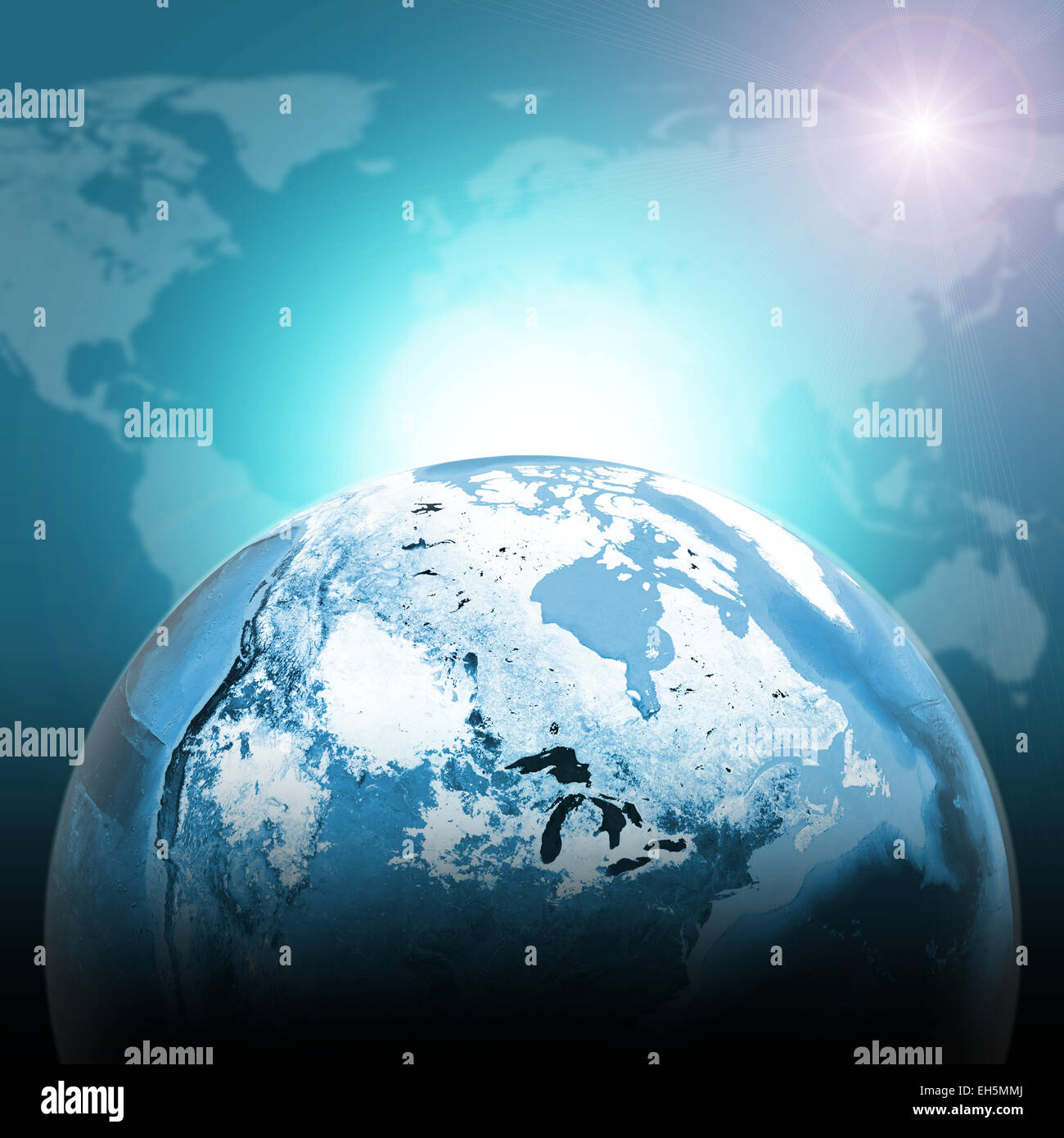 Green half earth globe with continents, transparent. World map on dark ...