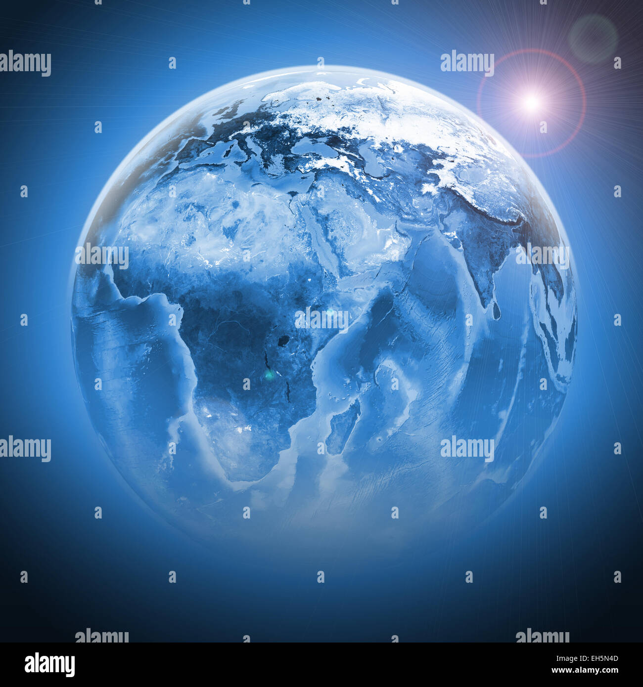 Blue earth globe with continents, transparent Stock Photo - Alamy