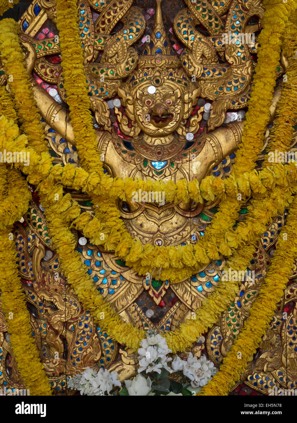 Garuda surrounded by garlands at Wat Phra That Suthon Mongkon Kiri in ...