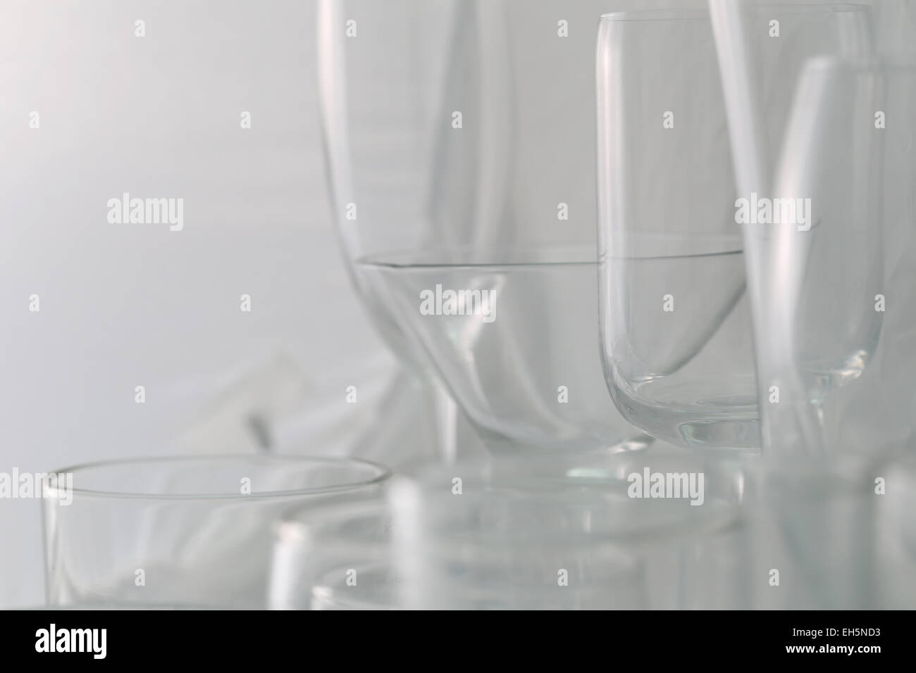many glass placed on the foods table for drink background Stock Photo ...