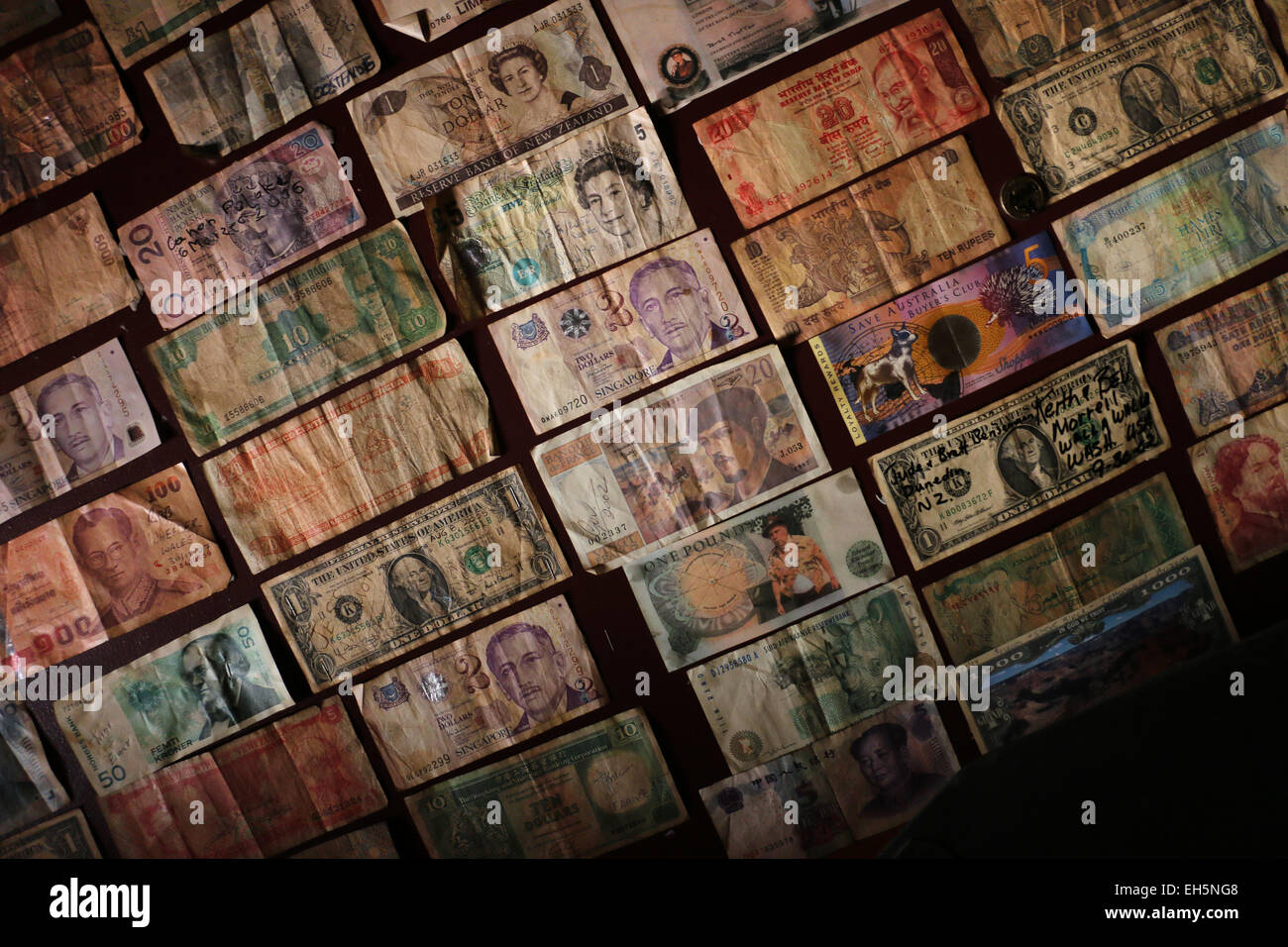 Dollar bills money on ceiling Historic building Cardrona Hotel New ...